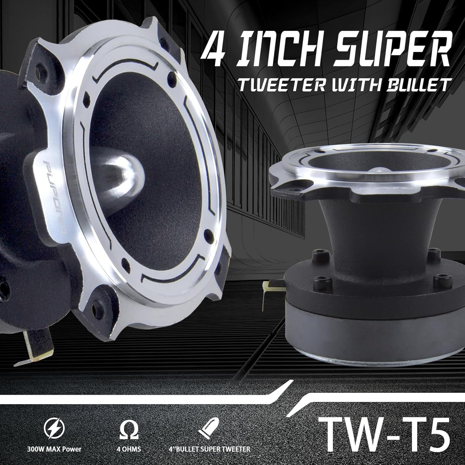 4 inch Tweeters, 300W Max Power, 50W RMS Car Speaker, 4 Ohm, 98dB Car ...