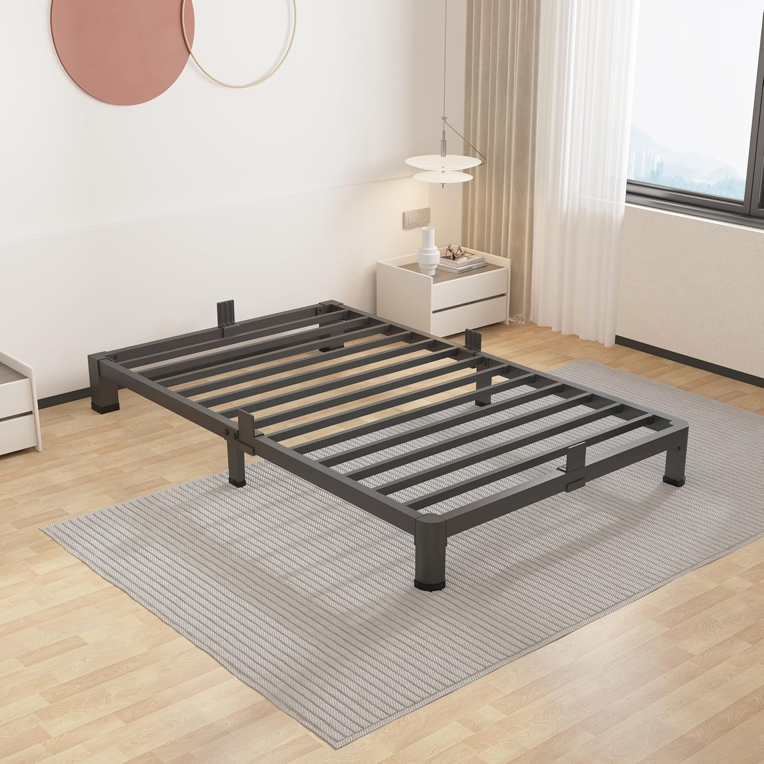 4 inch Twin Bed Frames with Round Corner Legs Mattress Retainers ...