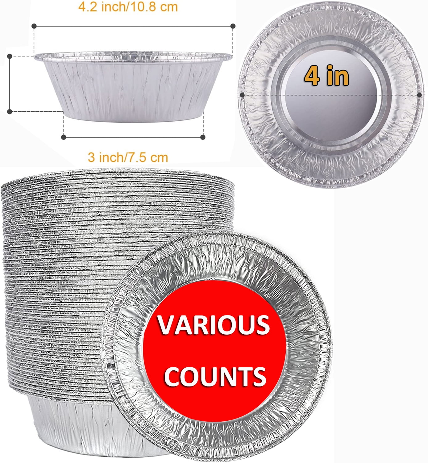 4-inch (about 10.2 Cm) Aluminum Foil Mini Pie Plate -disposable Mini ...