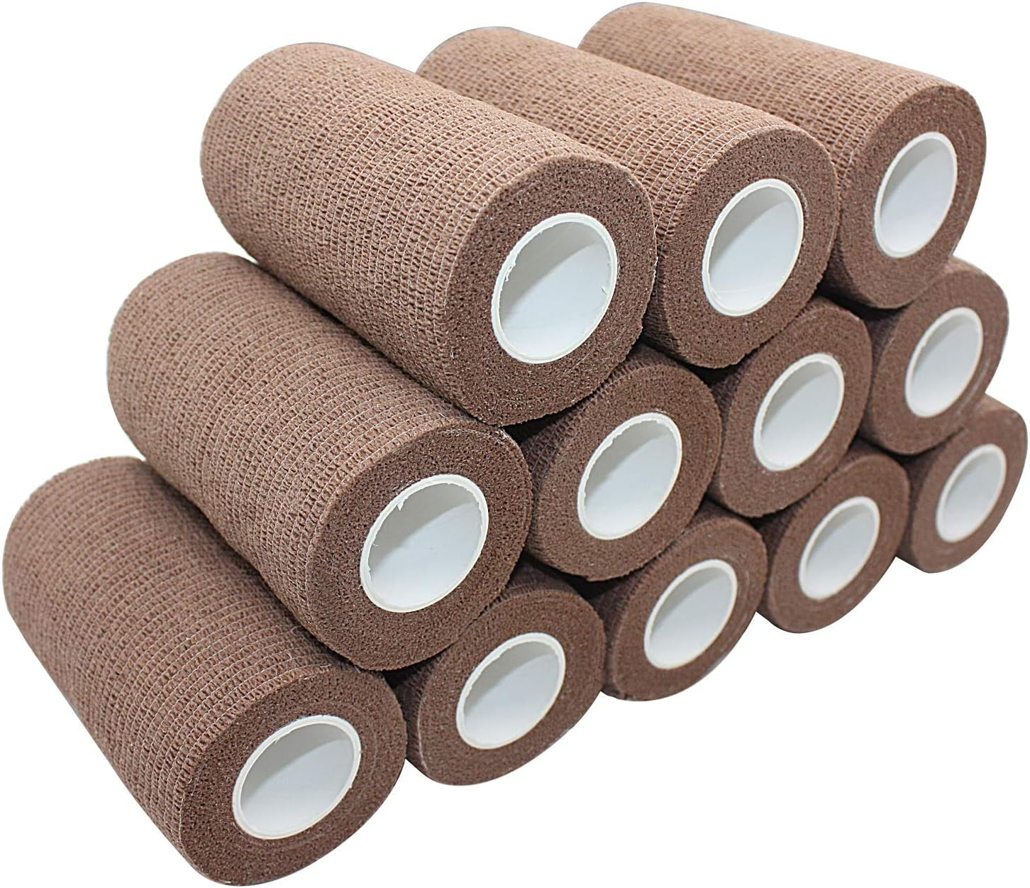 4 inch x 12 Pack Dark Skin Adhesive Bandages - 5 Yards Self Adherent ...