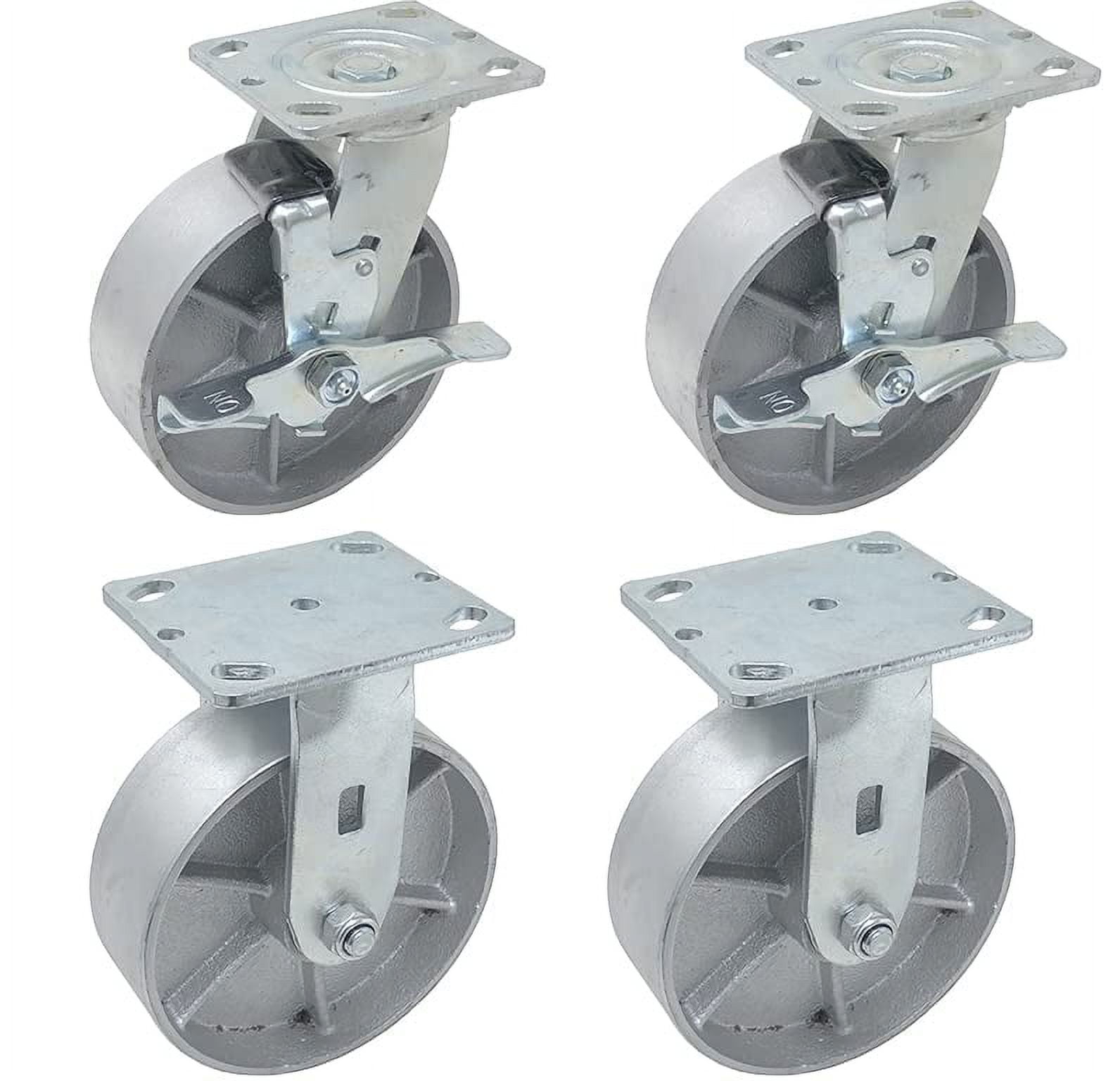 4 inch x 2 inch Steel Heavy Duty Top Plate Casters, 2 Swivel Top Lock ...
