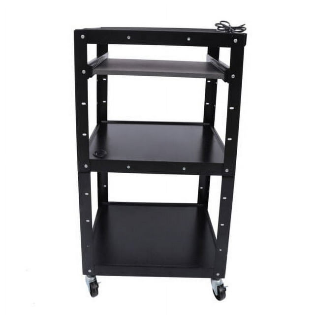 4-layer Computer Storage Rolling Standing AV Cart w/ Power Strip Cord ...