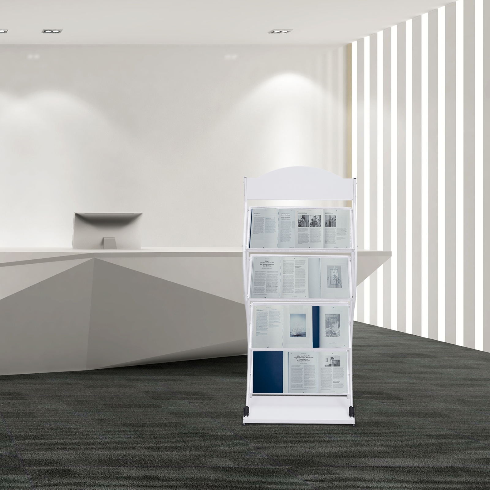 4-layer Iron Floor-Standing Magazine Rack Newspaper Display Rack Book ...