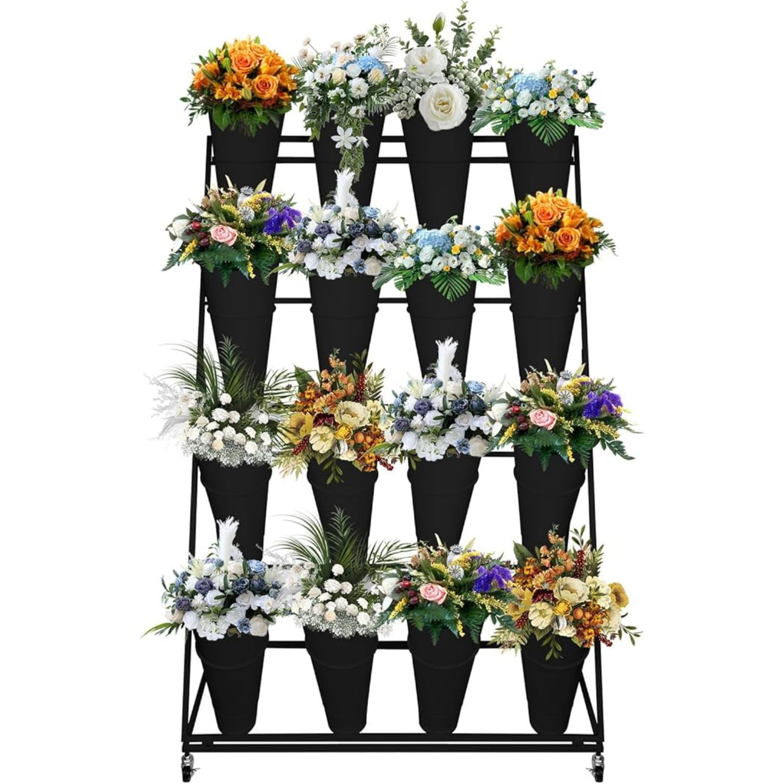4-layer Metal Moving Flower Display Stand for Fresh Flower Shop ...