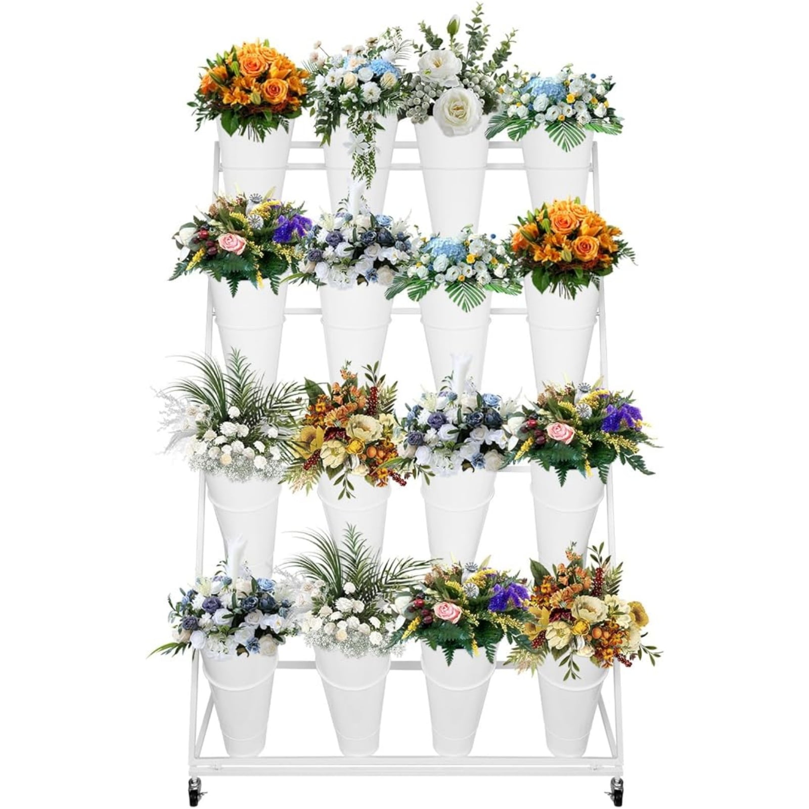 4-layer Metal Moving Flower Display Stand for Fresh Flower Shop ...