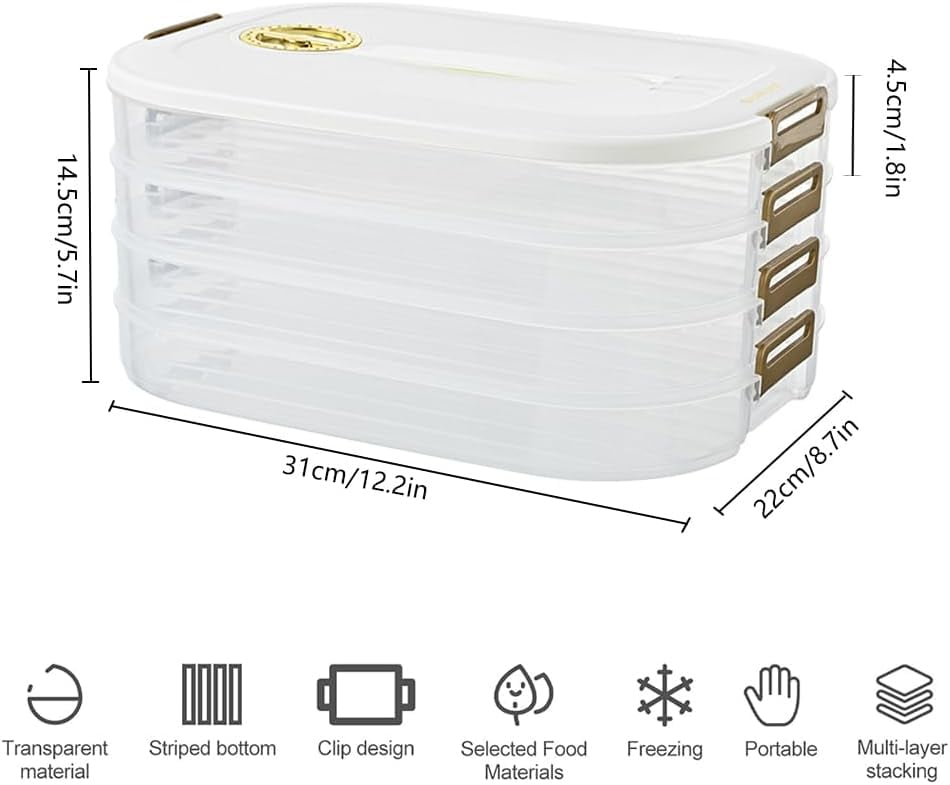 4-layer food storage container, stackable snack container with lid ...