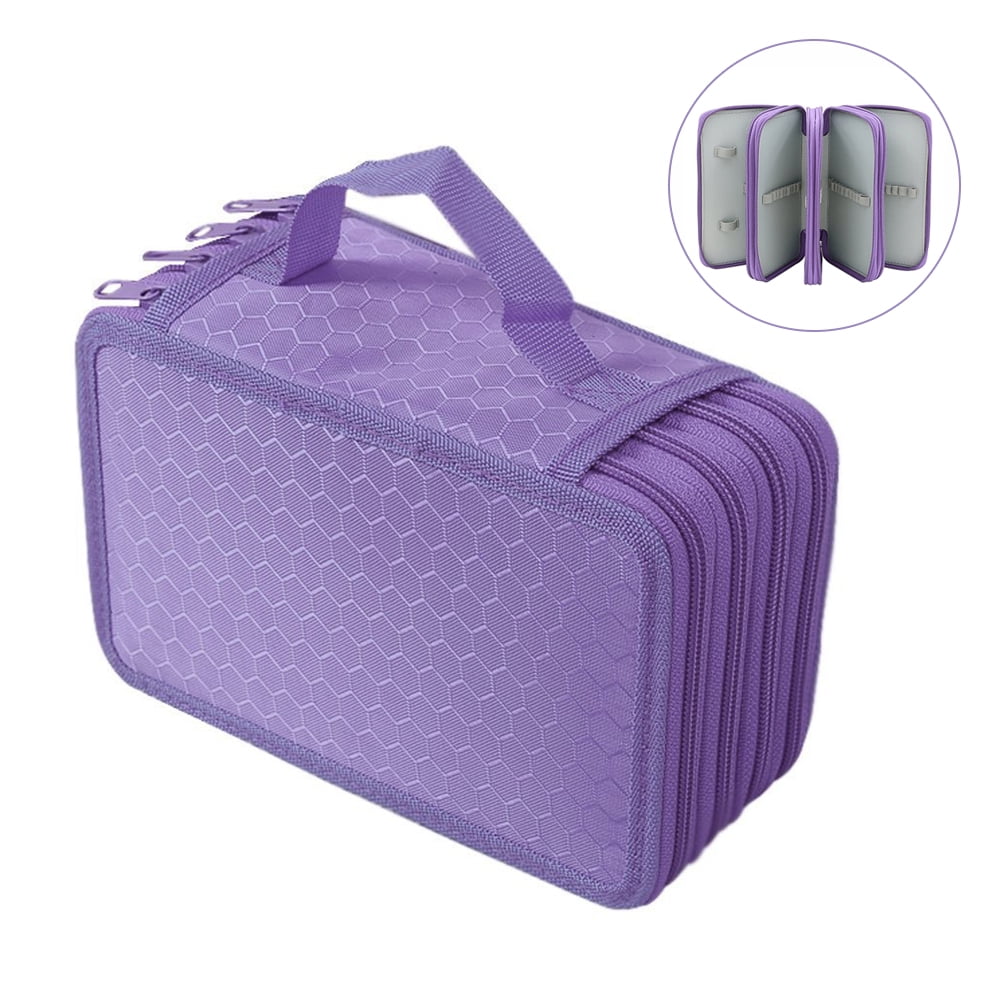 Unbranded Purple Pencil Case with 72 Slots and Extra Storage for Eraser ...