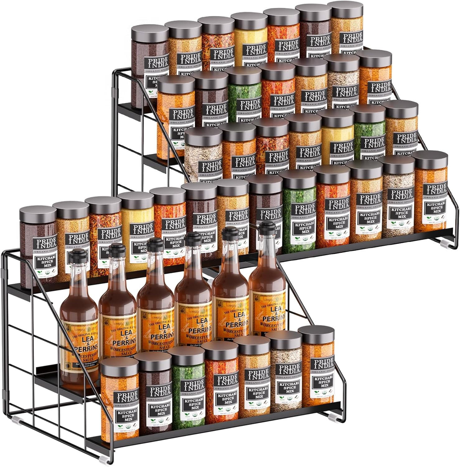 4 layers of spice rack organizer, 2 packs of spice rack cabinet ...