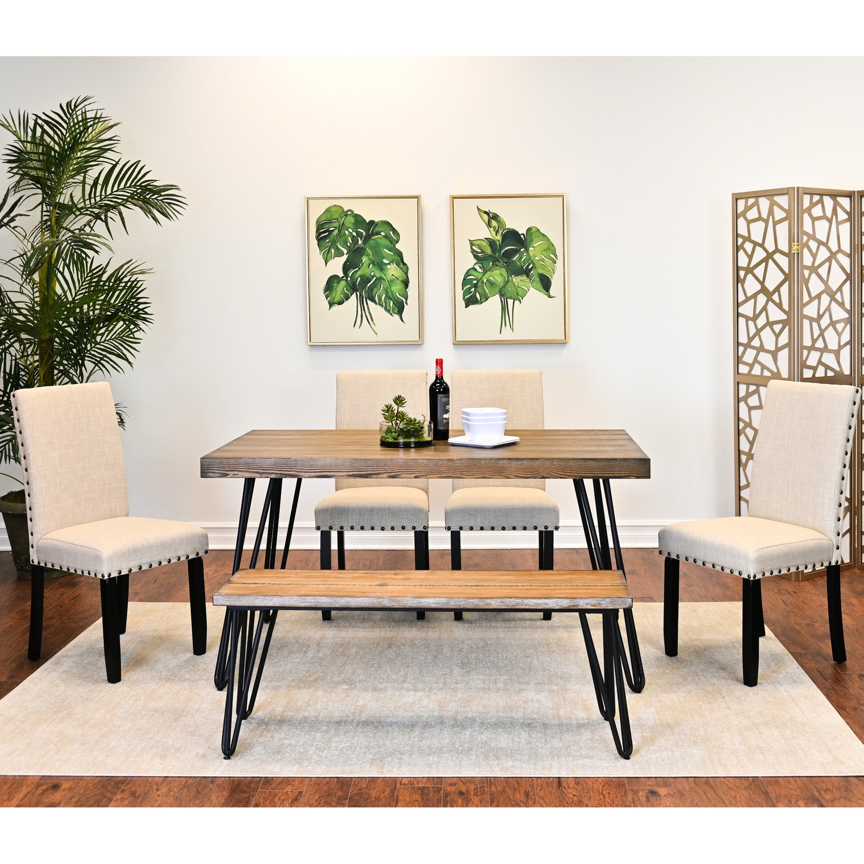 4 - leg table base & solid chair frame / Stable seating for 6 - Walmart.com