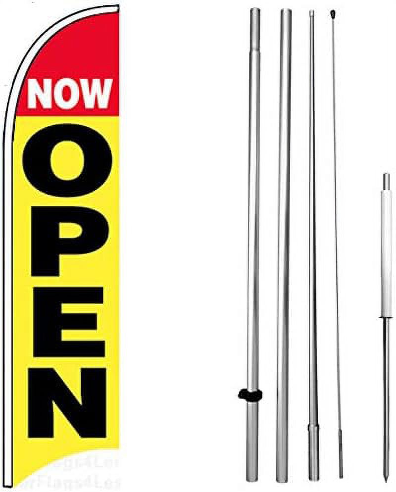 4 less Co NOW OPEN Windless Feather Swooper Flag Banner Sign 15 ft Tall ...