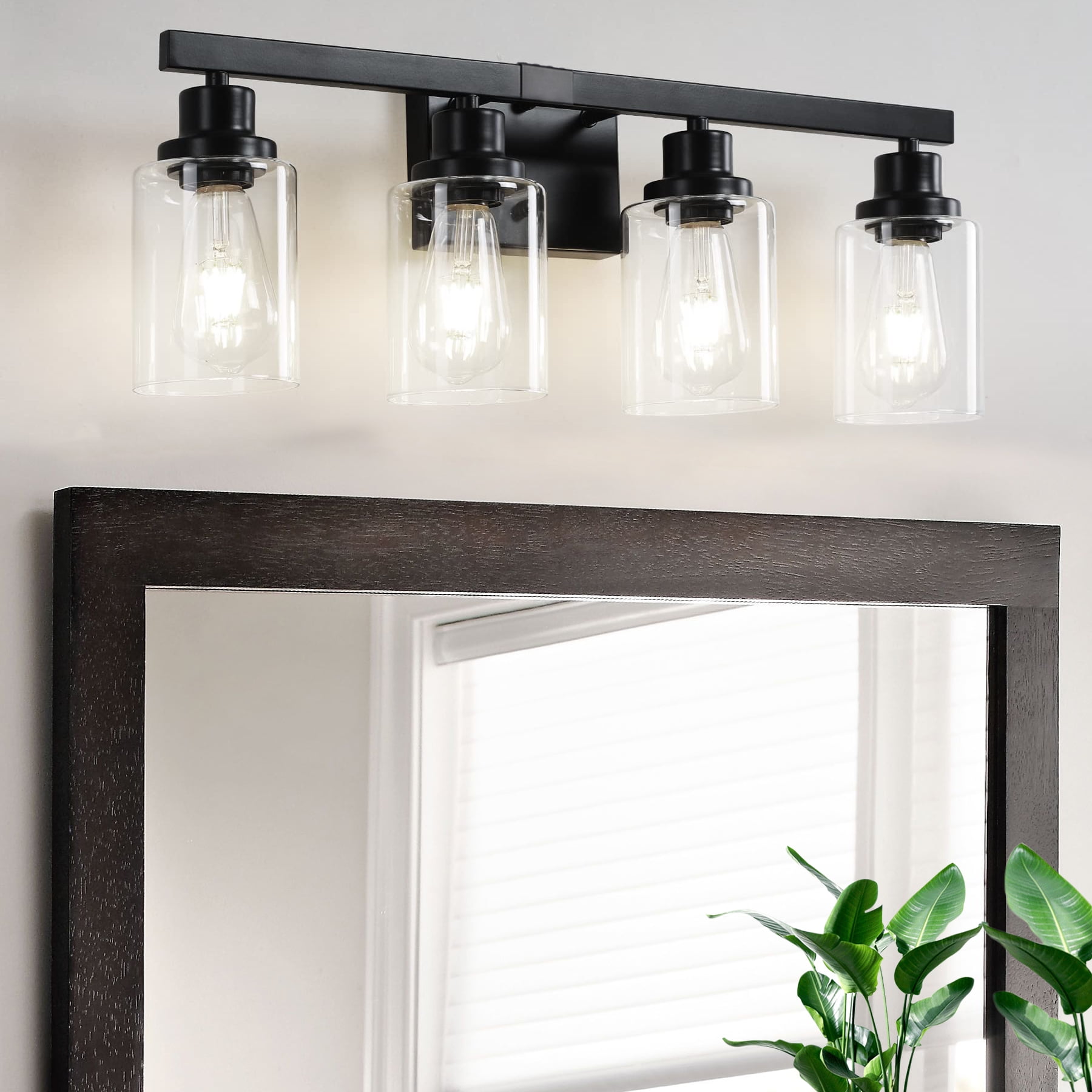 4-lights farmhouse vanity lights fixture rustic bathroom light fixture ...
