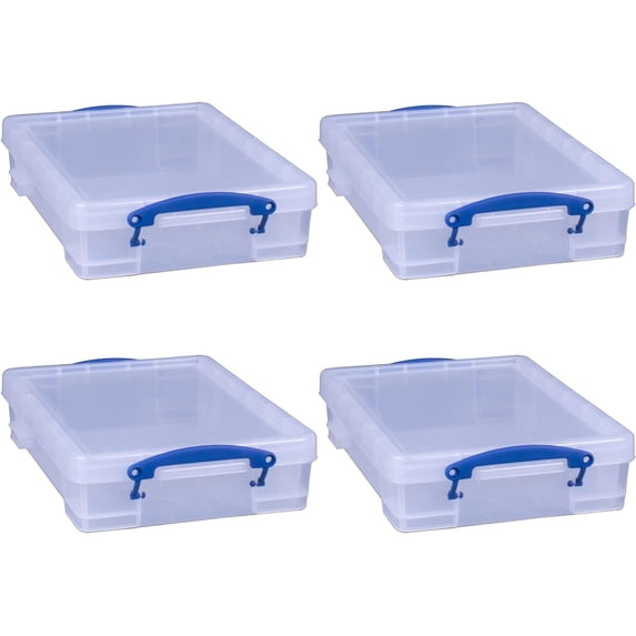 4-liter plastic stackable storage box with snap-on lid and built-in ...