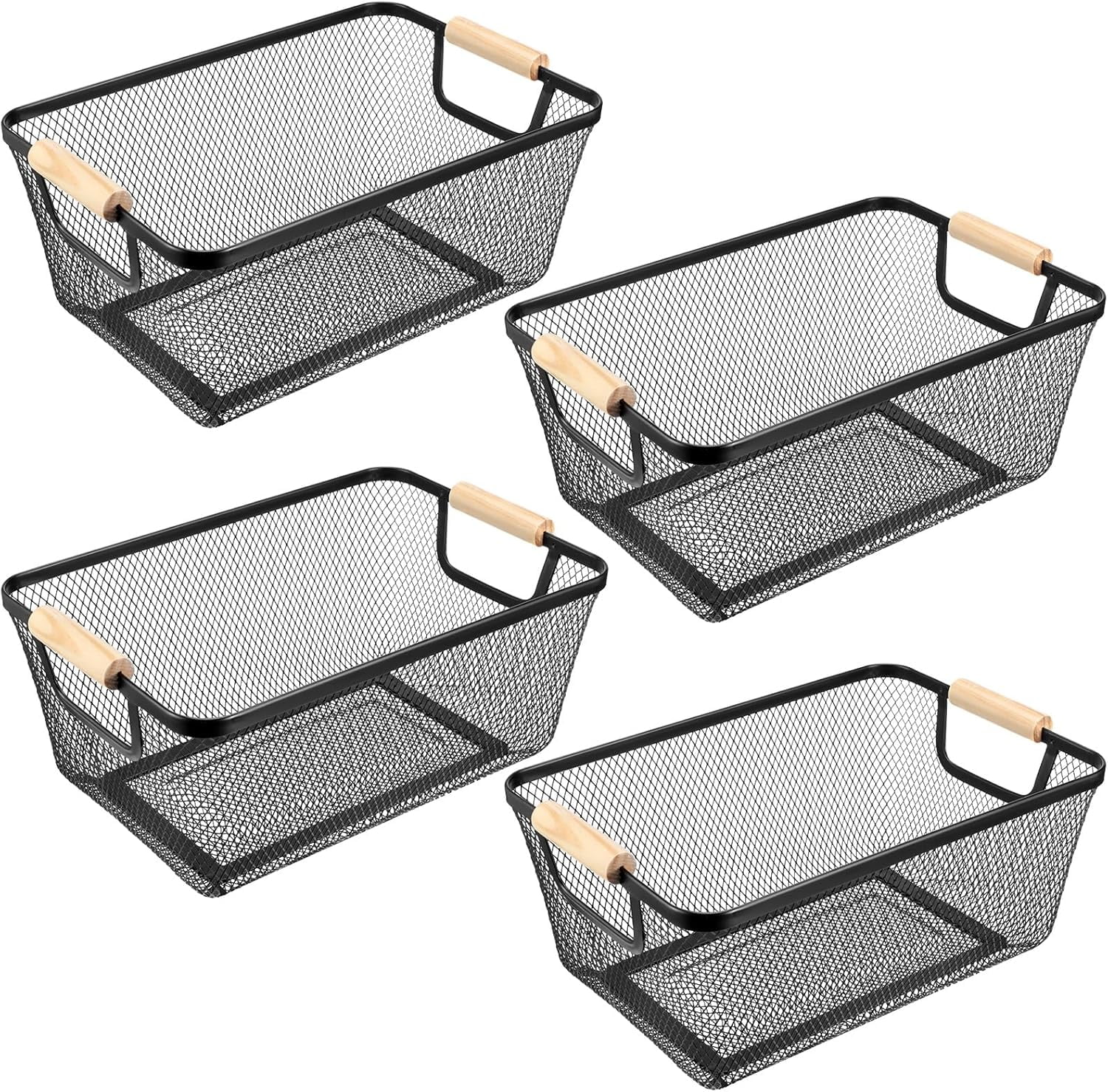 4 metal wire baskets, mesh steel storage cabinet trash container with ...