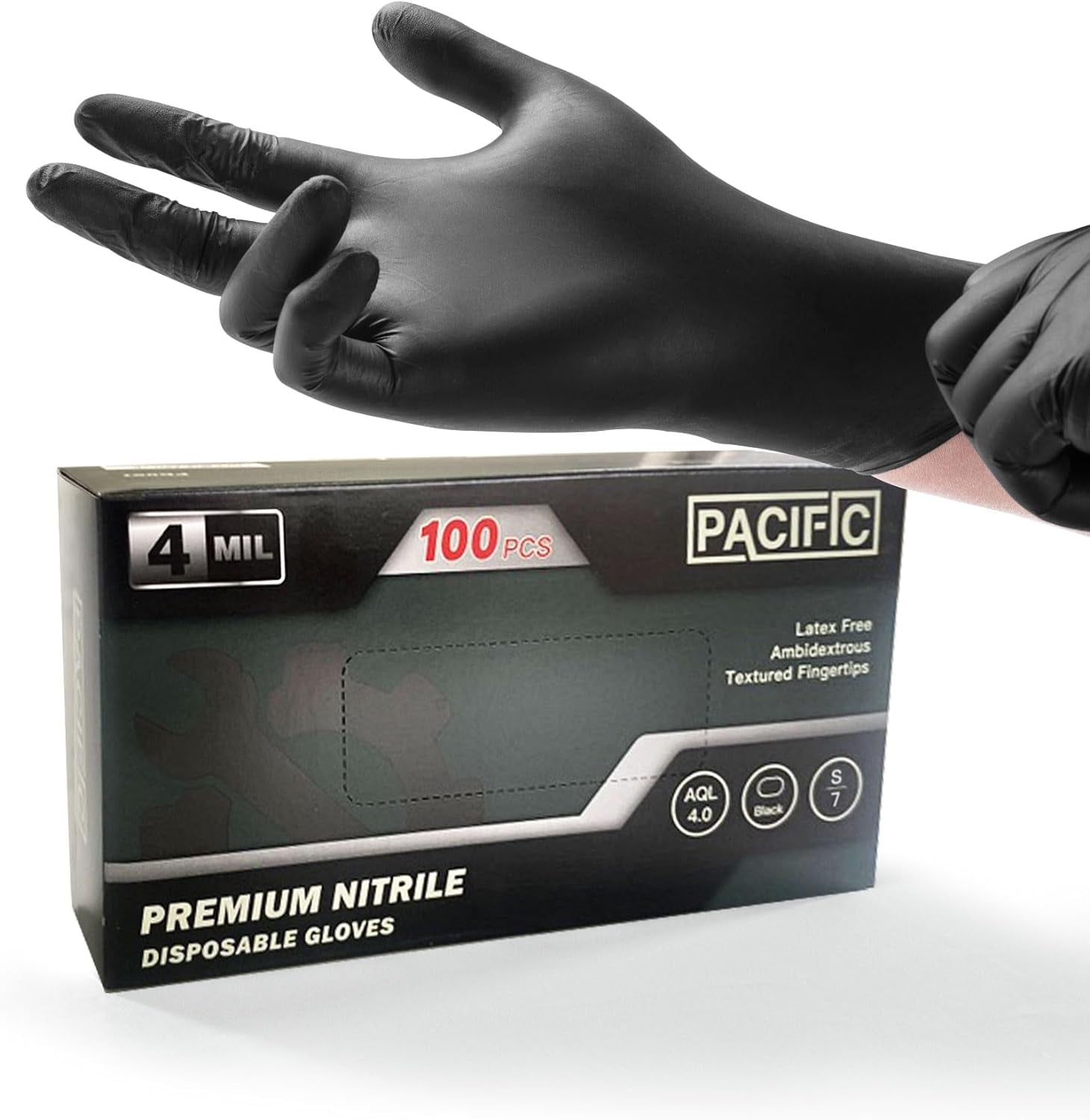 4 mil Black Nitrile Disposable Gloves, Food-Safe, Latex-Free, Cleaning ...