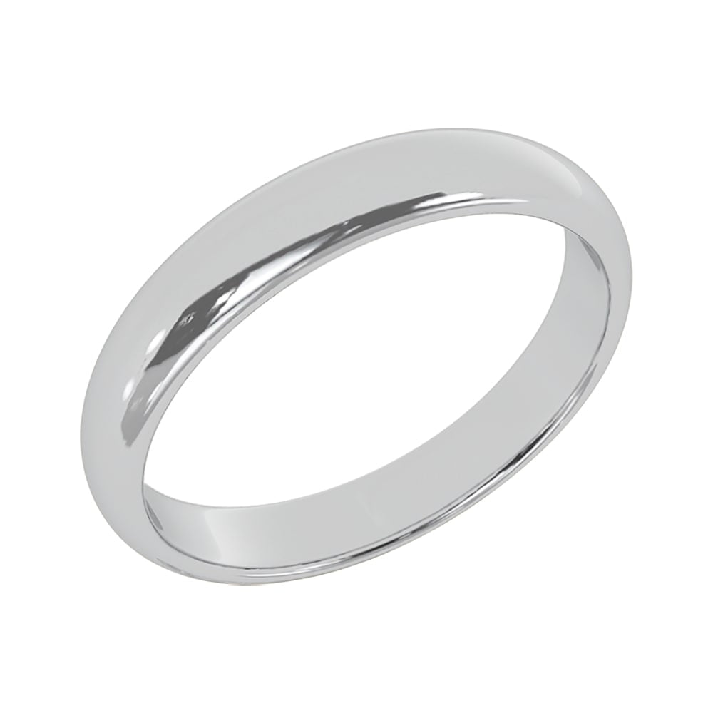 4 mm 14K White Gold Wedding Band Plain Low Dome Style High Polished ...