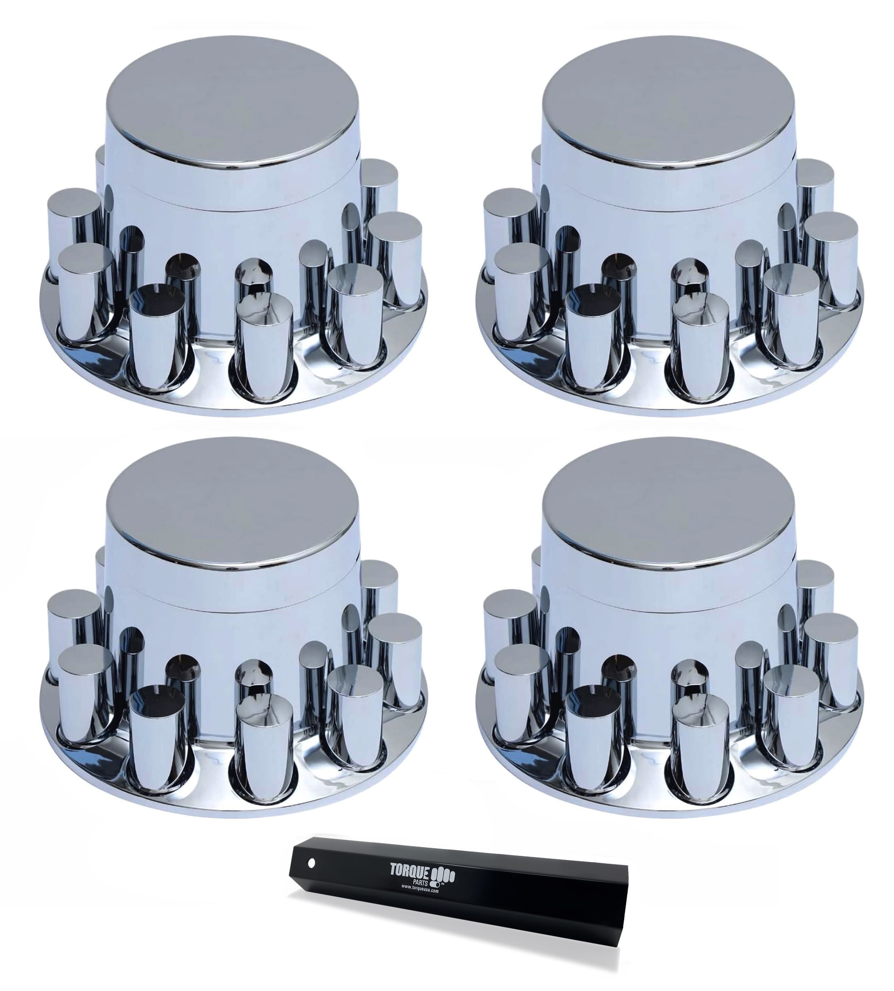 4 of Chrome Cylinder Rear Axle Wheel Covers w/ Hub Caps 33mm Lug Nuts ...
