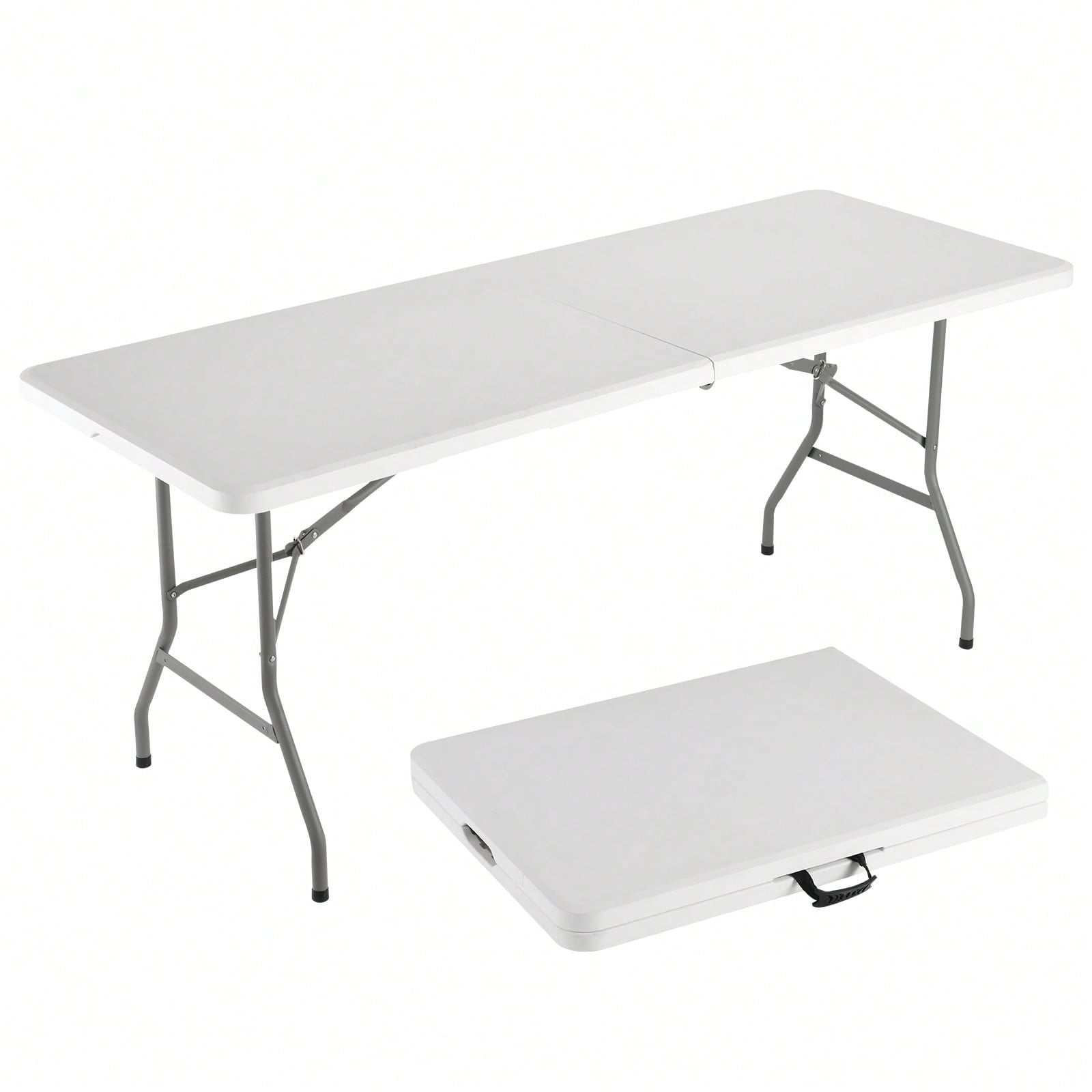 4 or 6 ft Plastic Folding Table – Portable HDPE Picnic Table with ...