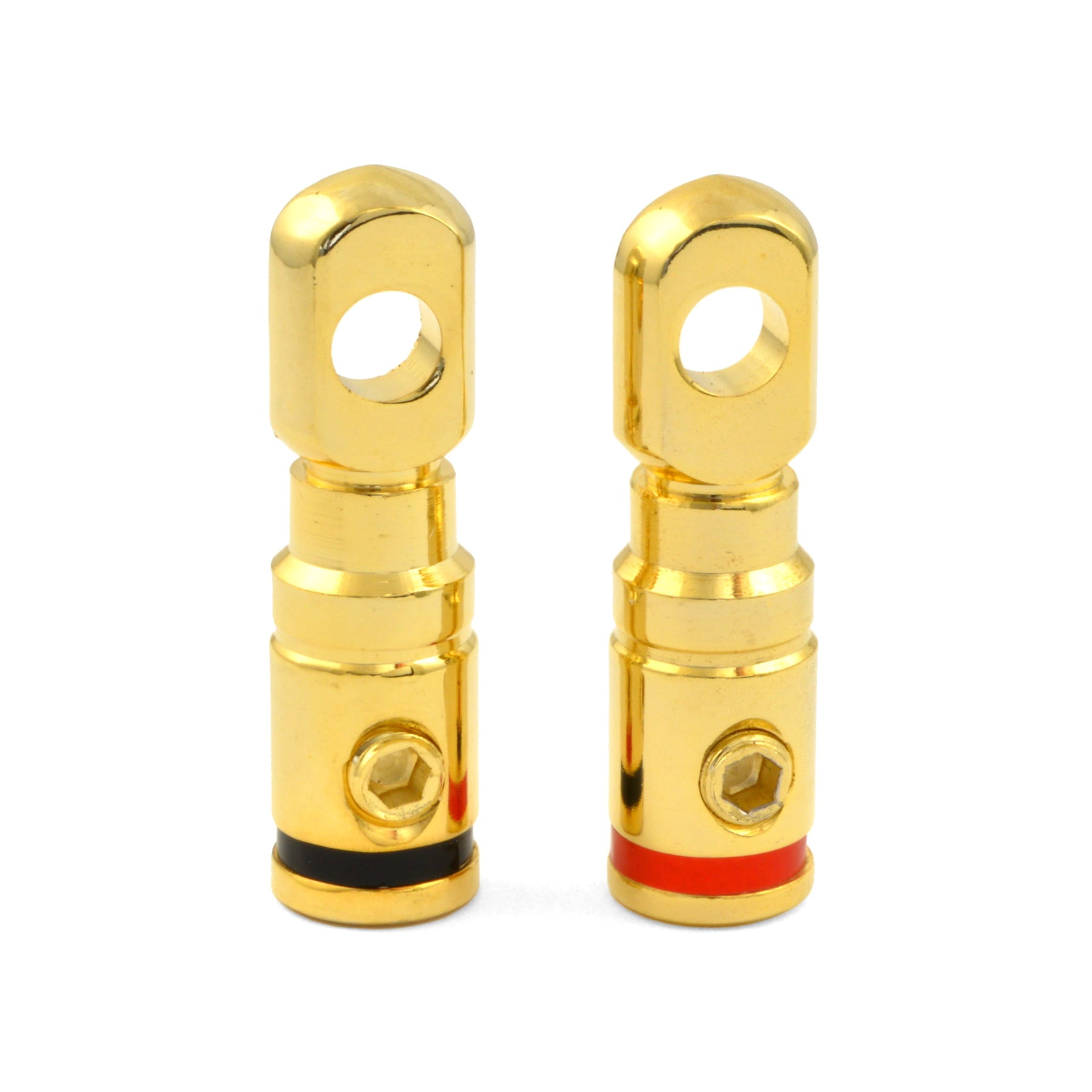 4 or 8 Gauge AWG Gold Plated Set Screw Power or Ground Ring Terminal ...