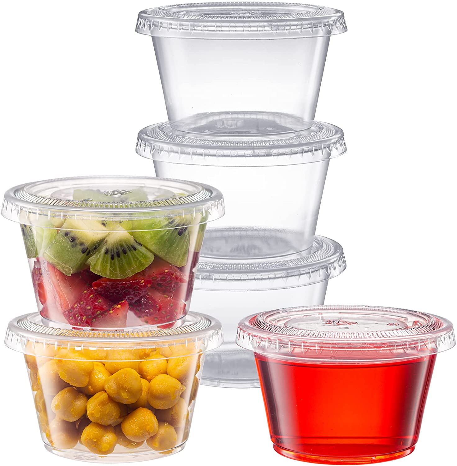 [4 oz. - 100 Count Clear Disposable Plastic Portion Cups with Lids ...