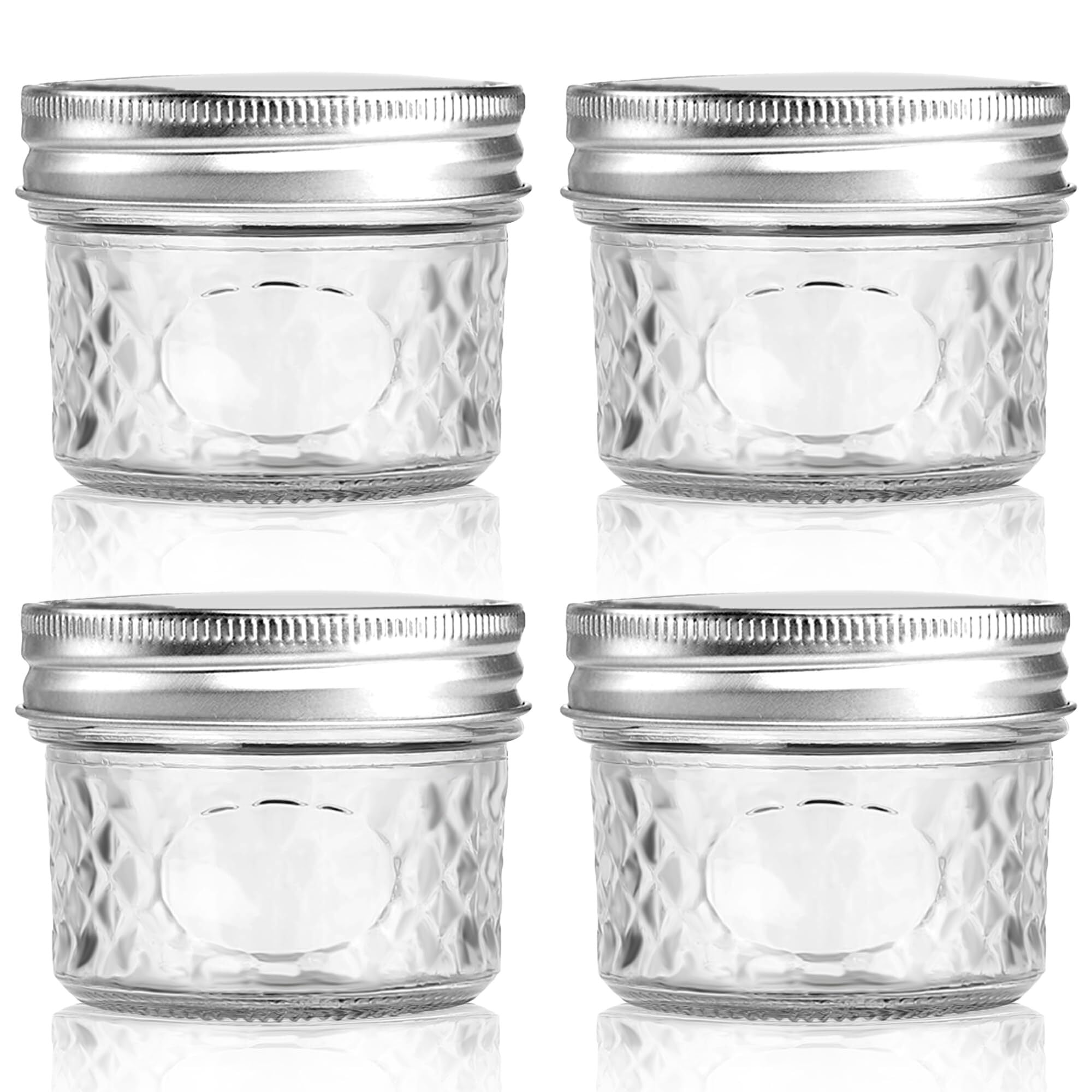 4 oz/120 ml Clear Glass Storage Canister with Airtight Lid, 4 Pack Small Cute Decorative Mason ...