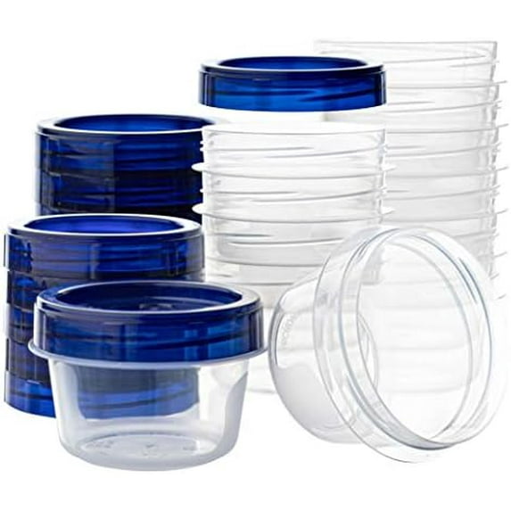 [4 oz 144 Pack] Twist Top Deli Containers Clear bottom With blue Top ...