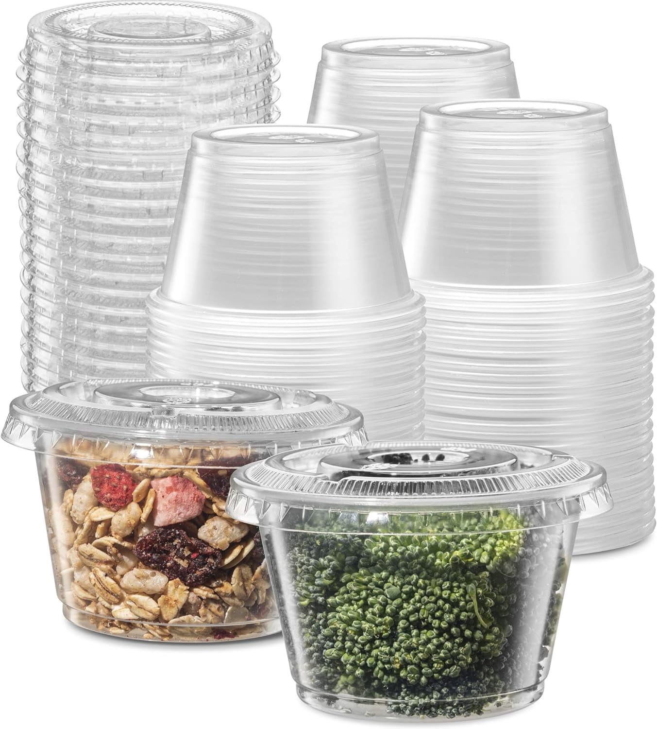 {4 oz,200 Sets} Clear Diposable Plastic Portion Cups With Lids, Small ...