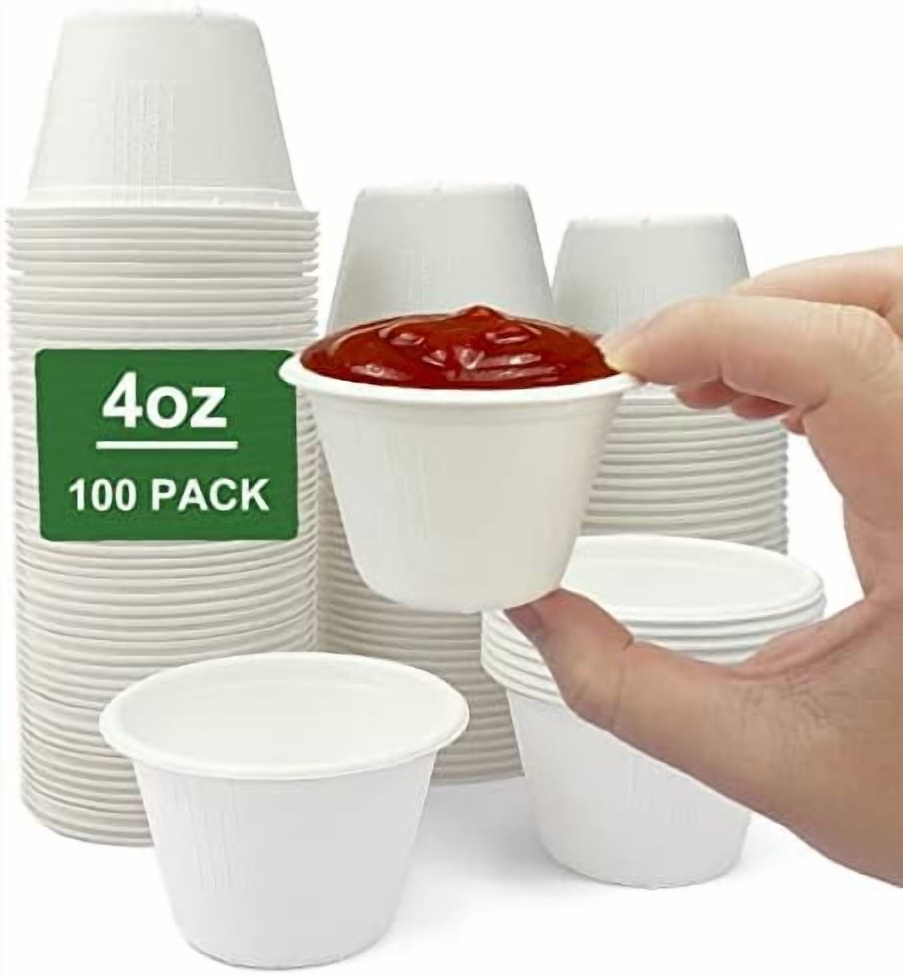 4 oz Disposable Bagasse Fiber Souffle Cups 100pk, 100% Natural ...