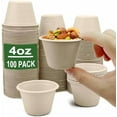 4 oz Disposable Bagasse Fiber Souffle Cups 100pk, 100% Natural Biodegradable Compostable ...