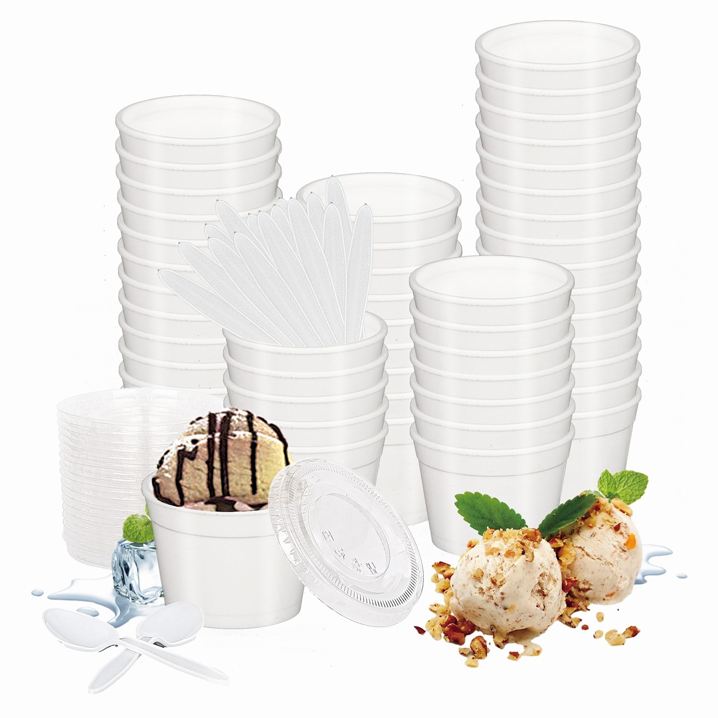 RIKICACA, Styrofoam Cups with Lids and Spoons, 4 oz, 300 Pack - Walmart.com