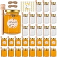 4 oz Hexagon Mini Glass Honey Jars with Wood Dippers,30 Pack Small ...