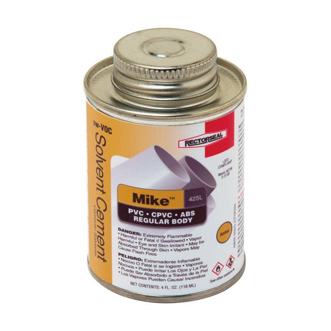 4 oz Mike Amber Multi-Purpose Solvent Cement for ABS CPVC & PVC ...