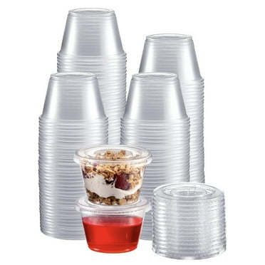 EDI 4 oz. Clear Plastic Individual Condiment/Sauce Cups with Leakproof ...