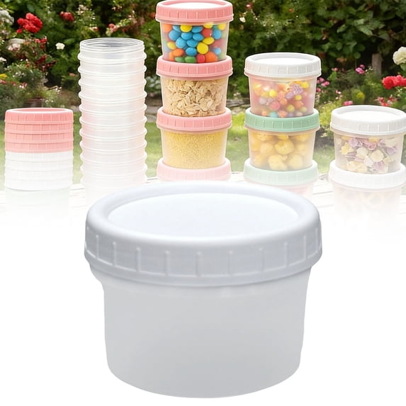 4 oz Plastic Food Storage Container with Airtight Lid Reusable Mini ...