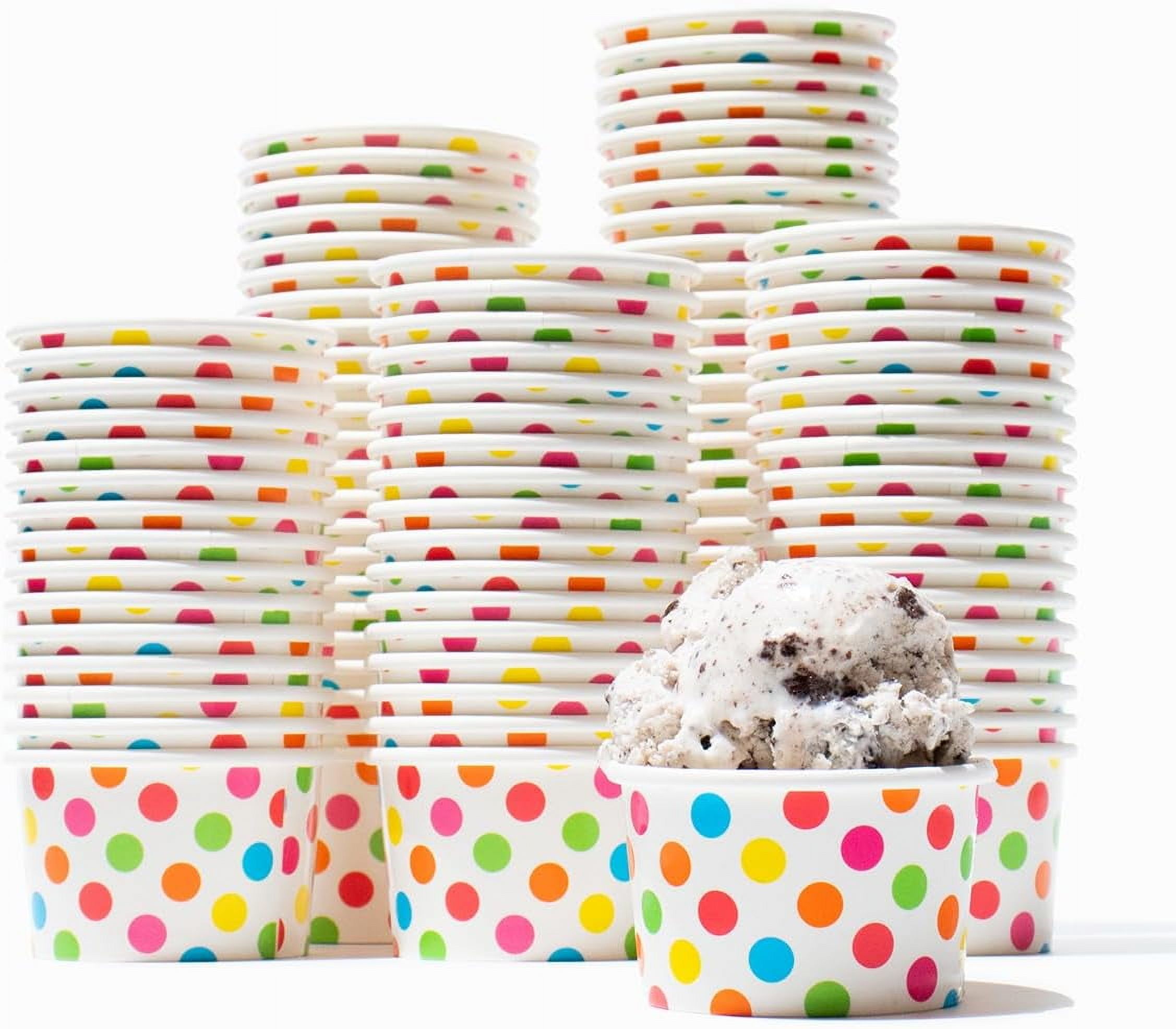 4 oz Polka Dot Paper Ice Cream Cups Rainbow | Dessert Bowls in Multiple ...