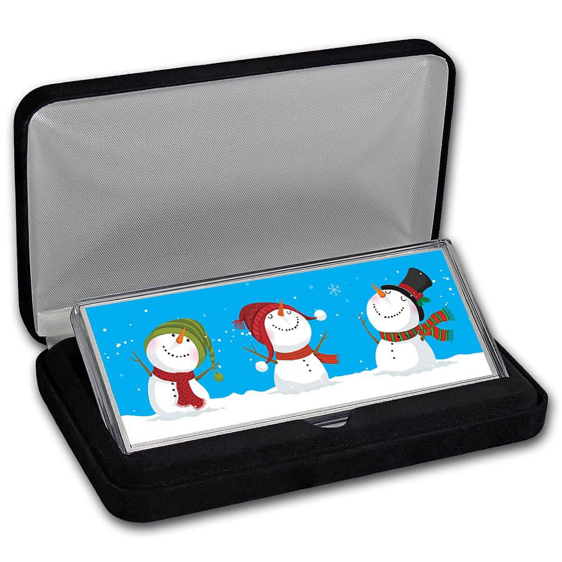 4 oz Silver Colorized Bar - Cheery Snowmen (w/Box) - Walmart.com