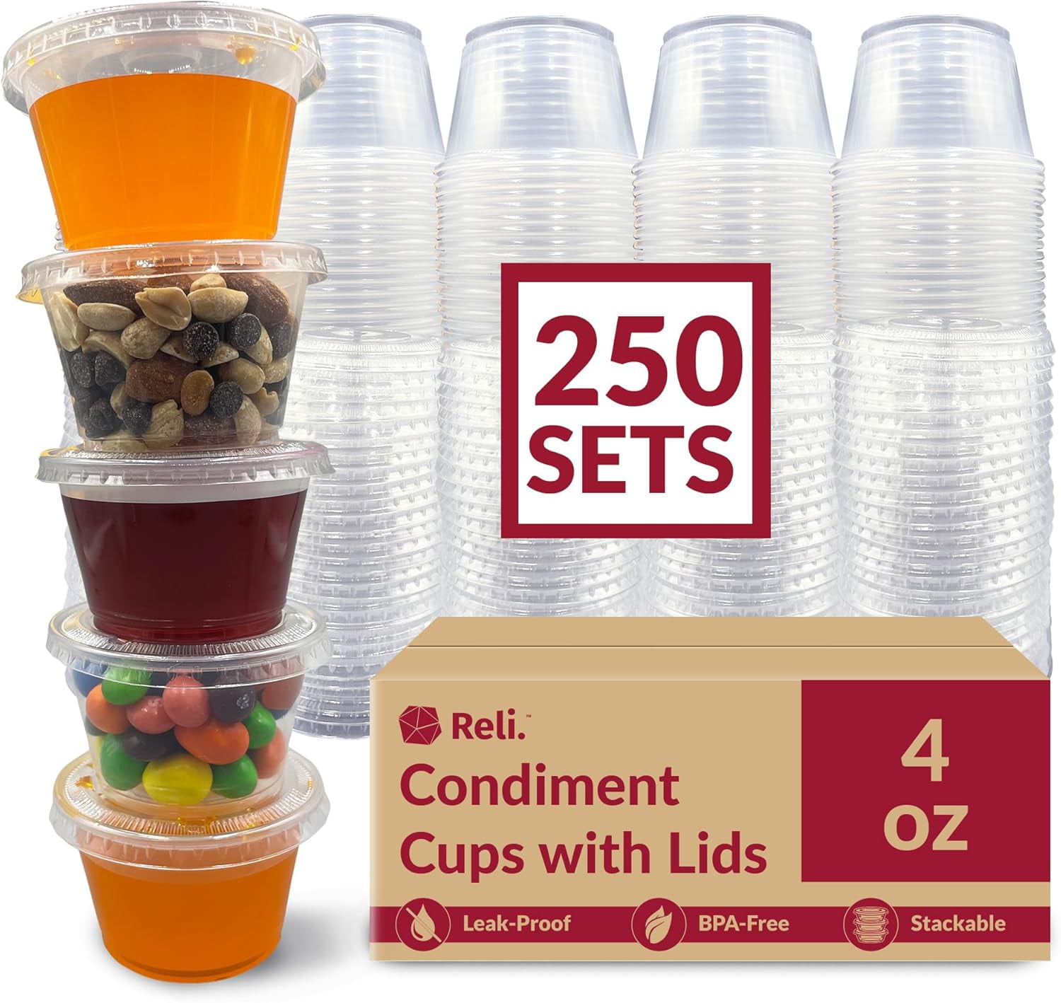 4 oz Small Containers with Lids (250 Sets) | Jello Shot Cups Clear ...