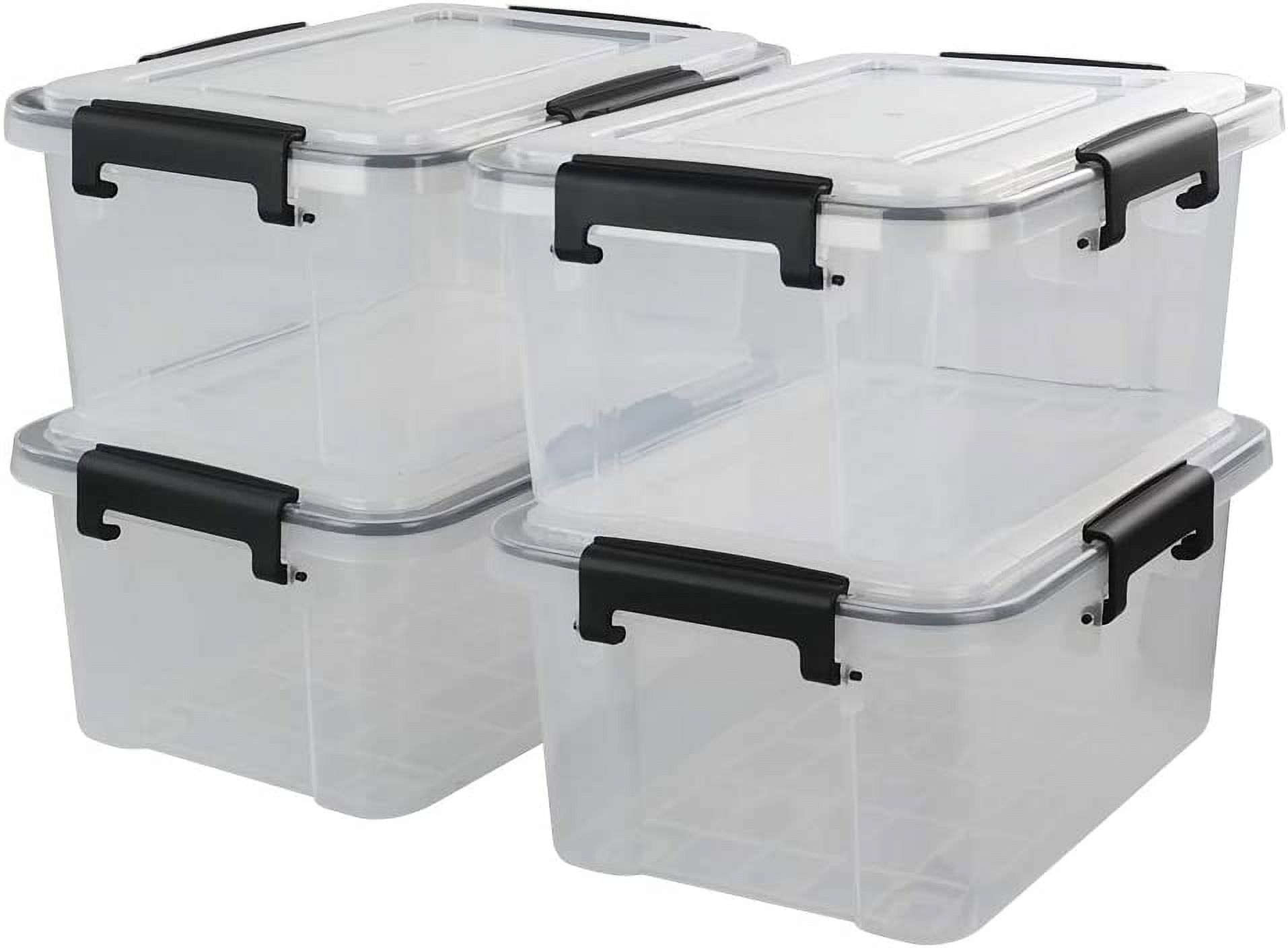 4-pack 10 Liter Clear Plastic Storage Boxes with Latch Clip/Seal Lidded ...