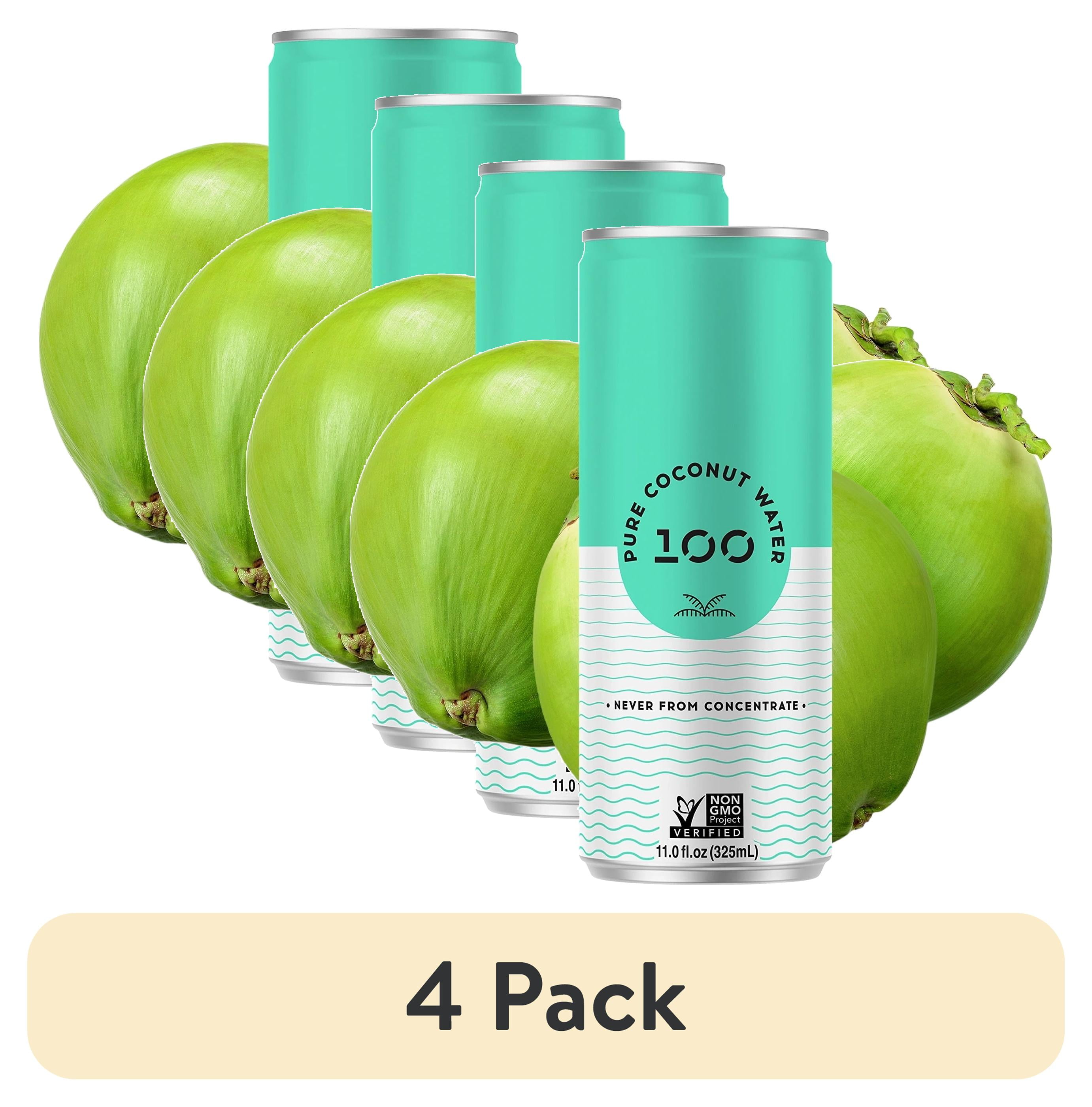 (4 pack) 100 Coconuts Pure Coconut Water, Liquid Hydration, 11 fl oz ...