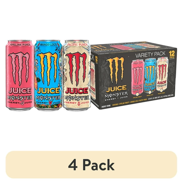 (4 pack) (12 Cans) Juice Monster VP, Mango Loco, Pipeline Punch ...