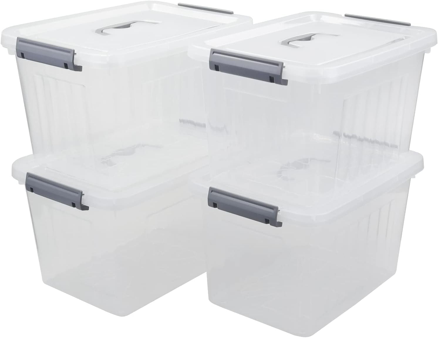 4-pack 12 Liter Plastic Handle Storage Box, Clear Box with Lid ...