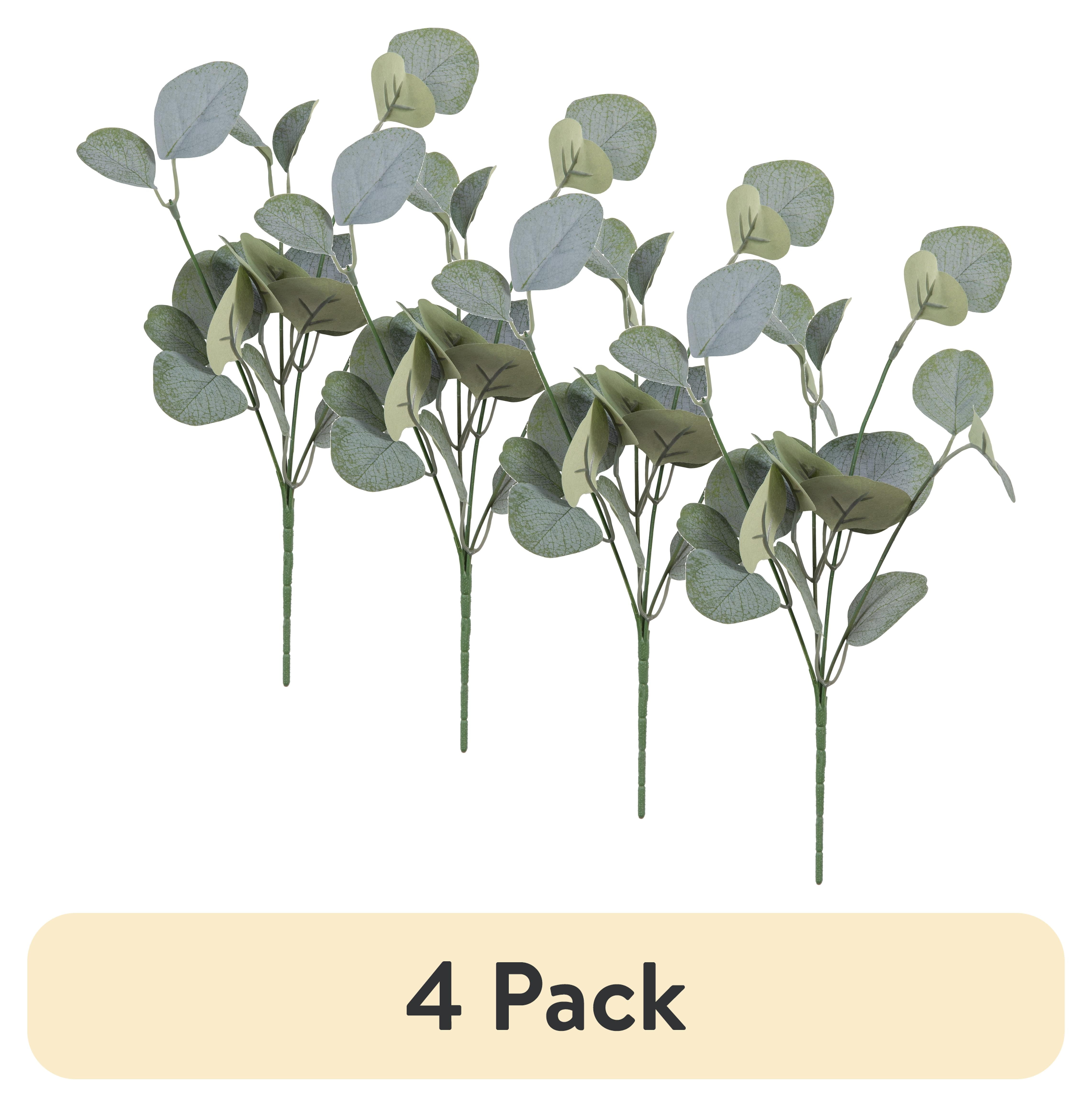 (4 pack) 13-inch Artificial Silk Green Silver Dollar Eucalyptus ...