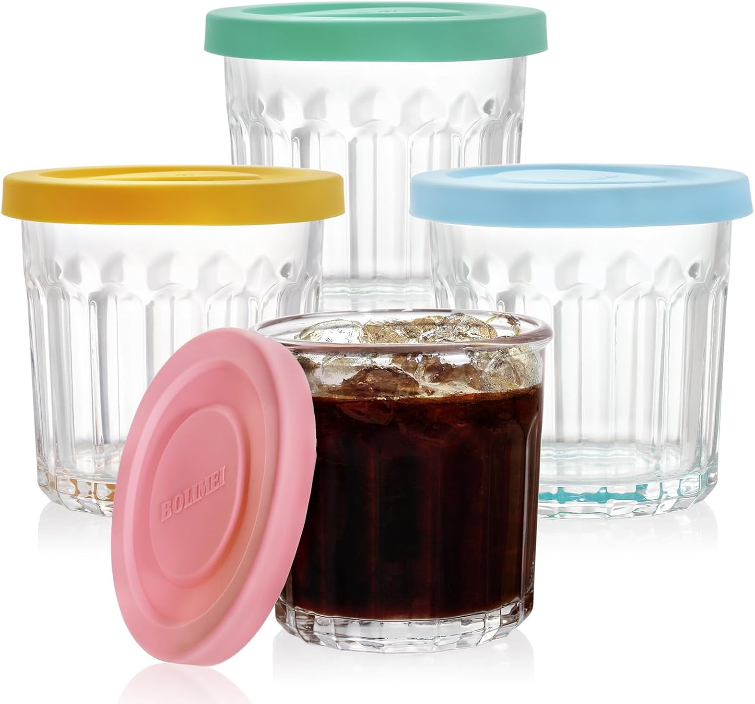 **4 pack 13oz glass jar with leakage proof lid, 400ml clear storage jar ...