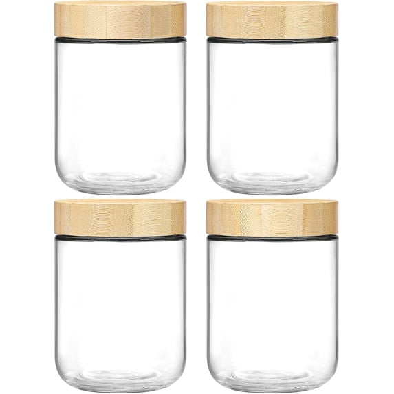 4-pack 16oz Glass jars with Airtight Lids, Overnight Oats Containers ...
