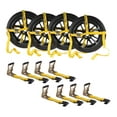 (4 Pack) 2"x10' Auto Hauling Ratchet Strap with Flat Hook - Car Wheel ...