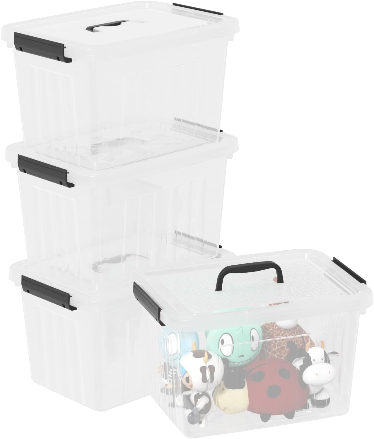 4-pack 20 L Plastic Latching Boxes Totes, Clear Storage Bins with Lids ...