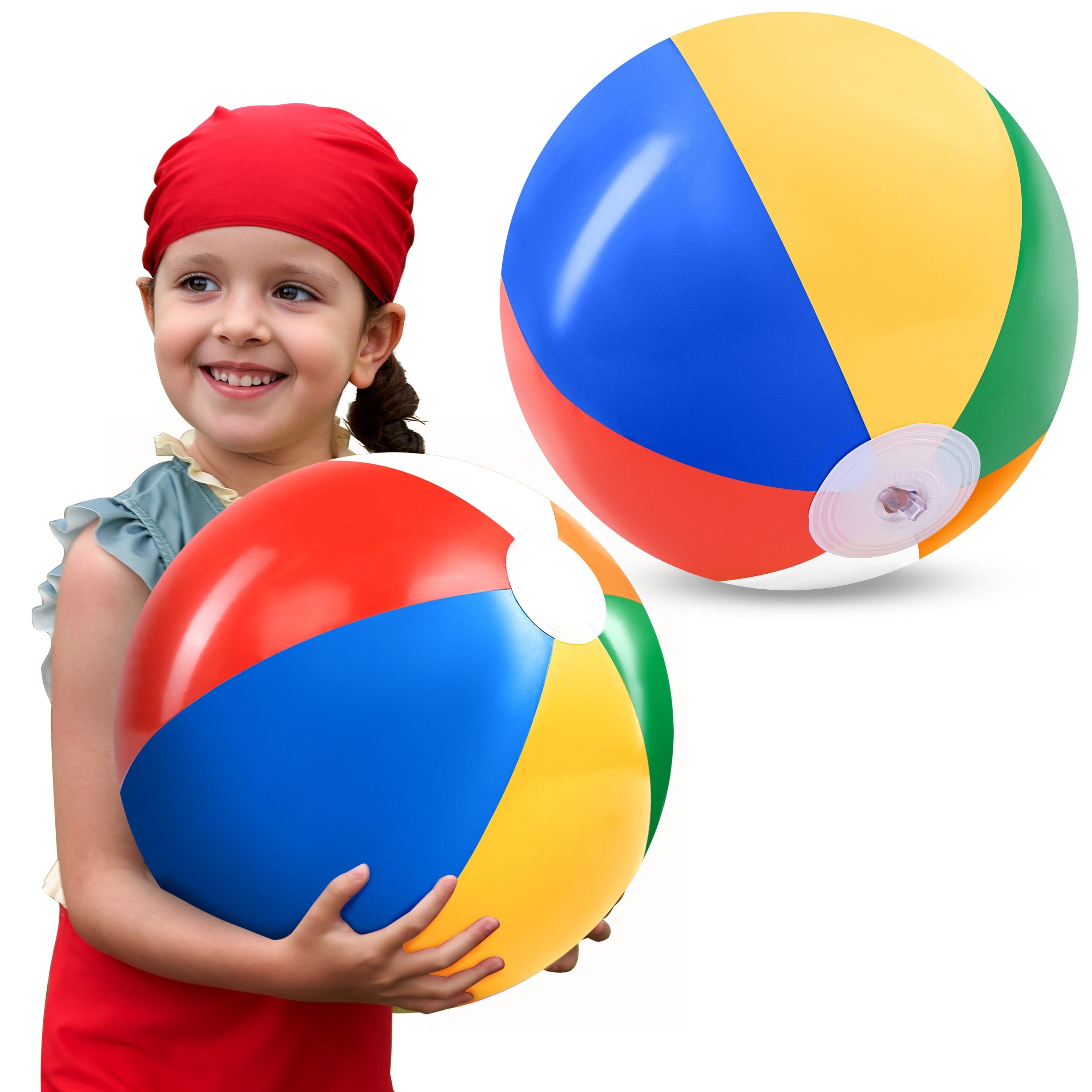 4 pack 20" beach balls,large rainbow summer inflatable big beach balls ...