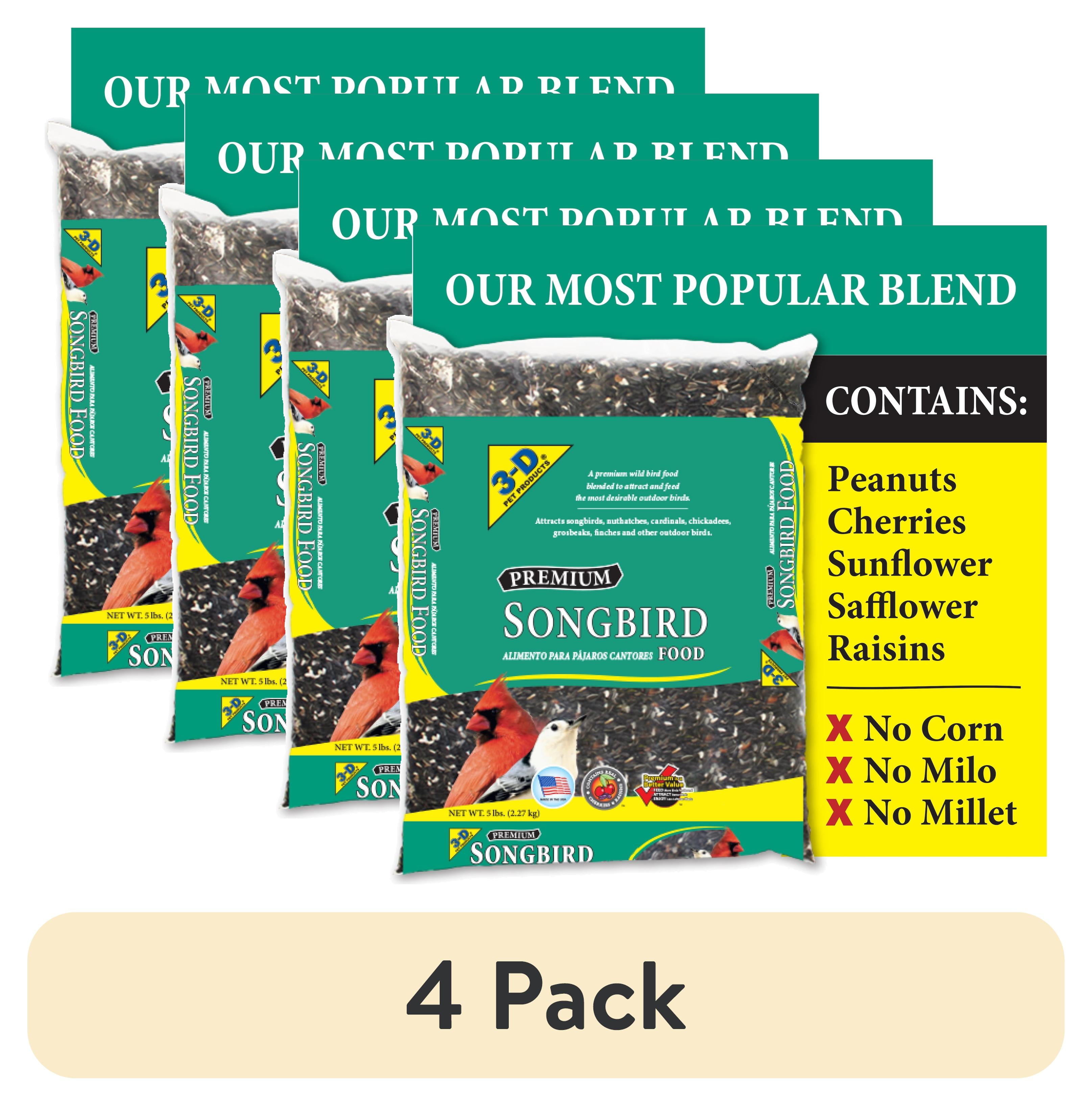 (4 pack) 3-D Pet Products Premium Songbird Blend Dry Wild Bird Food, 5 ...