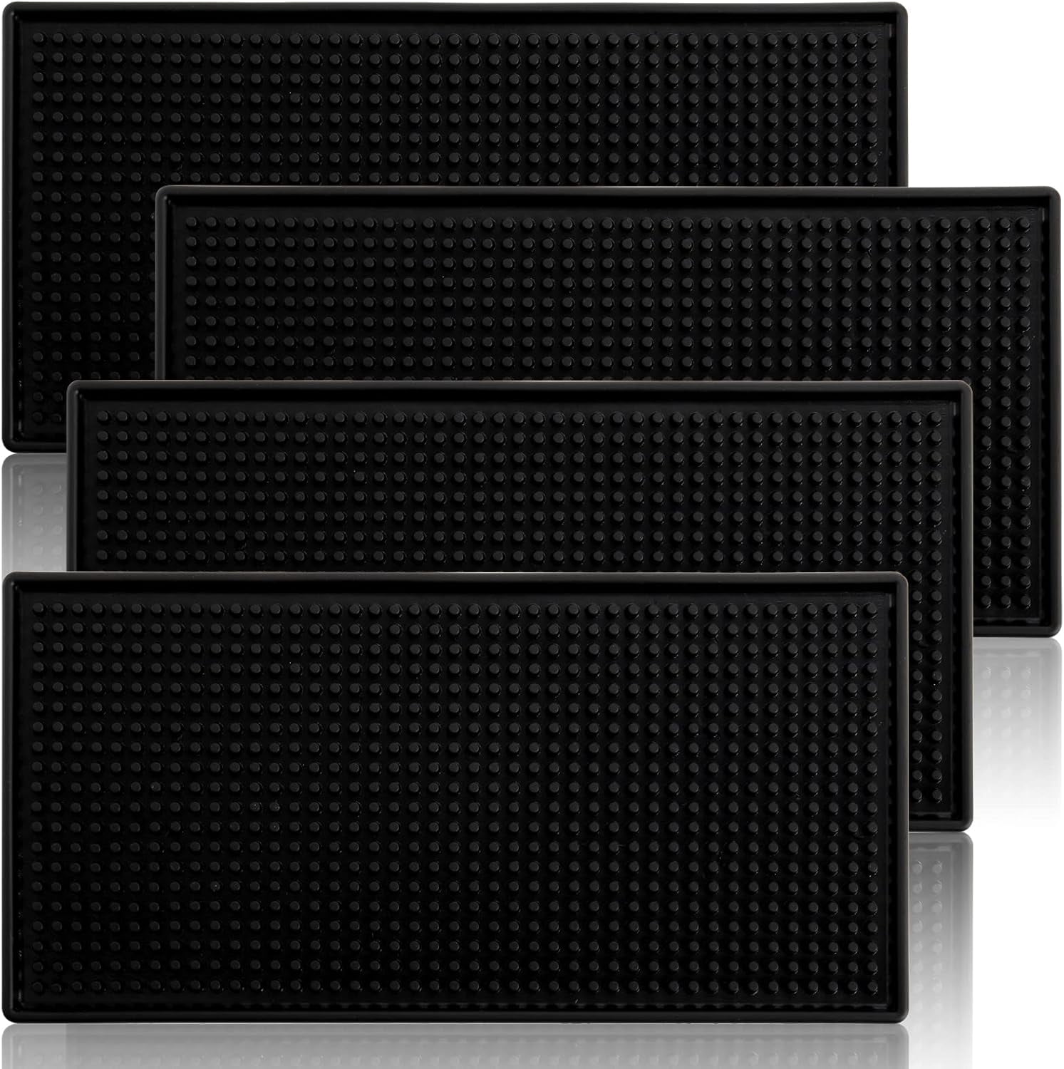 4 Pack 30x15cm Rubber Bar Mats, 12" X 6" Black Bar Service Spill Drying ...
