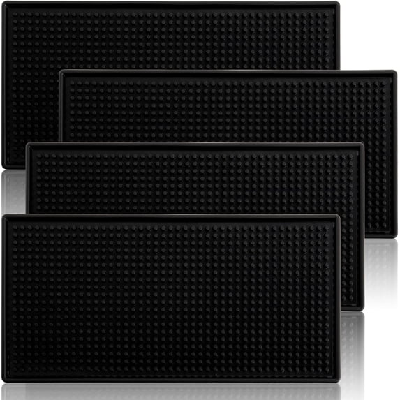 4 Pack 30x15cm Rubber Bar Mats, 12" X 6" Black Bar Service Spill Drying ...