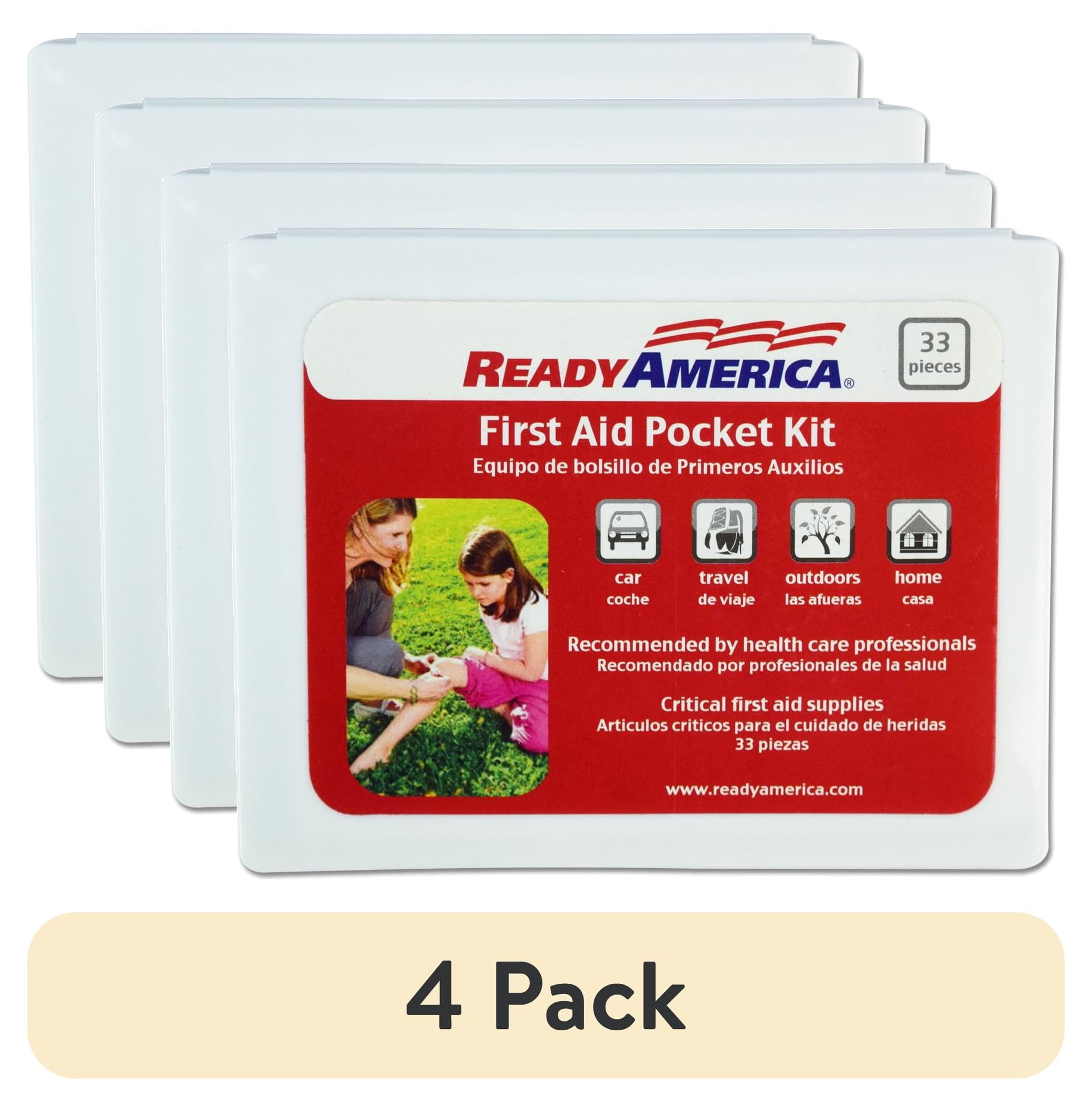(4 pack) Ready America 33 Piece First Aid Pocket Kit, Dimensions: 3.75 ...